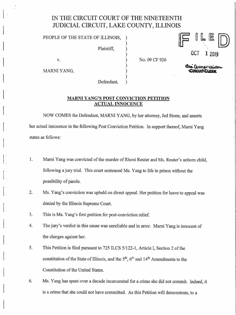 Marni Yang Post-Conviction Petition | PDF