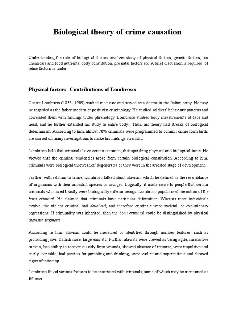 Biological Theory On Crime | Download Free PDF | Twin | Behavioural ...