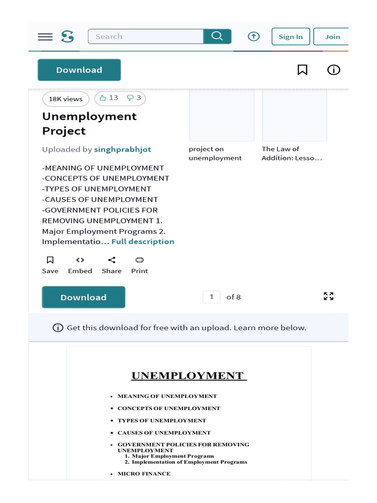 Unemployment Project: Download | PDF