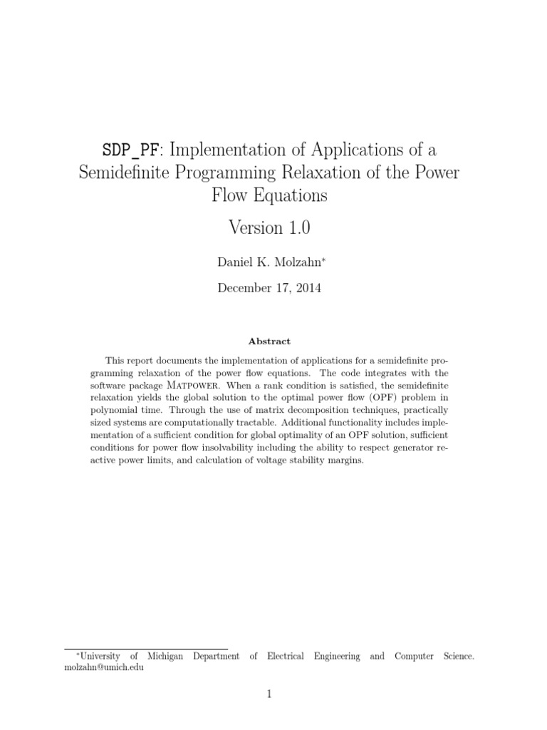 SDP PF Documentation PDF | PDF | Mathematical Optimization | Matrix ...