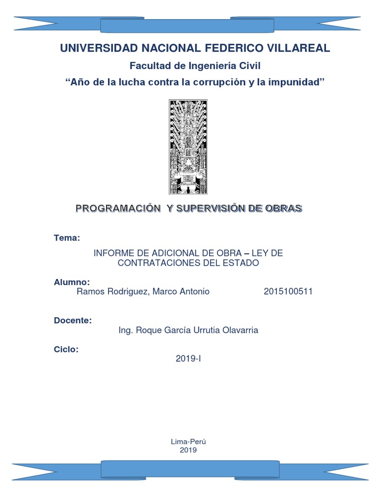 Informe de Programacion y Supervision de Obras | Descargar gratis PDF | Regulación | Estado ...