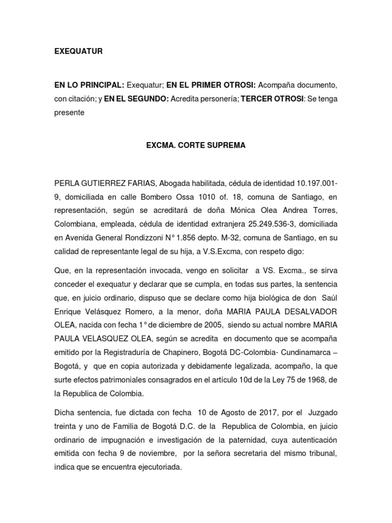 Exequatur | PDF | Chile | Jurisdicción