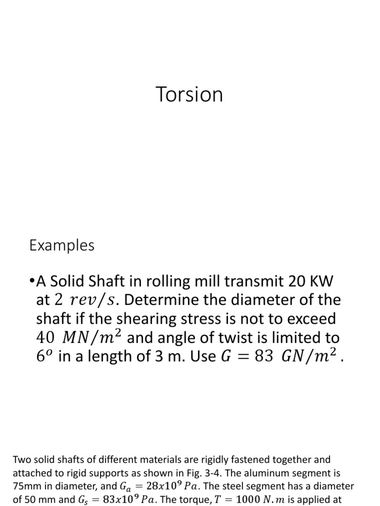 Torsion examples and problems | PDF | Stress (Mechanics) | Rivet