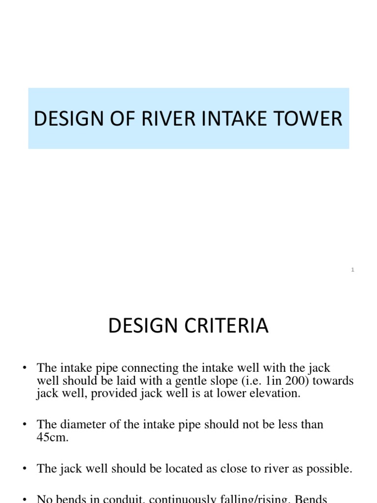 River Intake Tower Design Criteria | PDF | River | Sediment