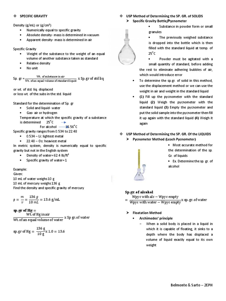 Specific Gravity PDF | PDF | Density | Physical Quantities