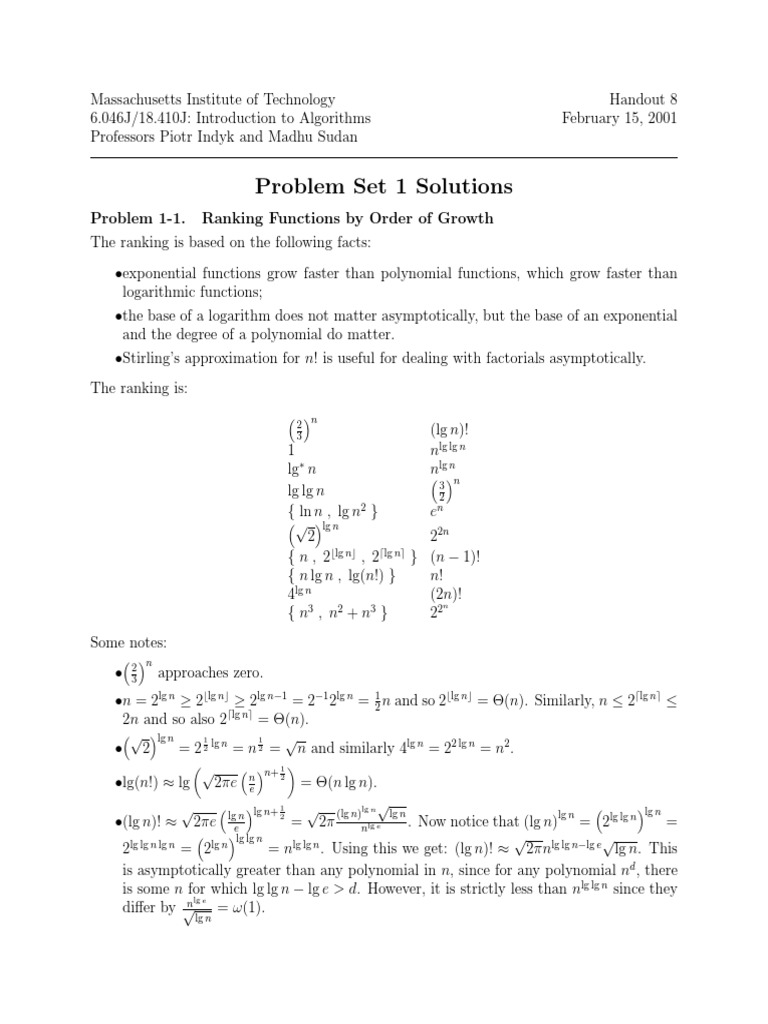 Ps 1 Sol | PDF | Time Complexity | Areas Of Computer Science