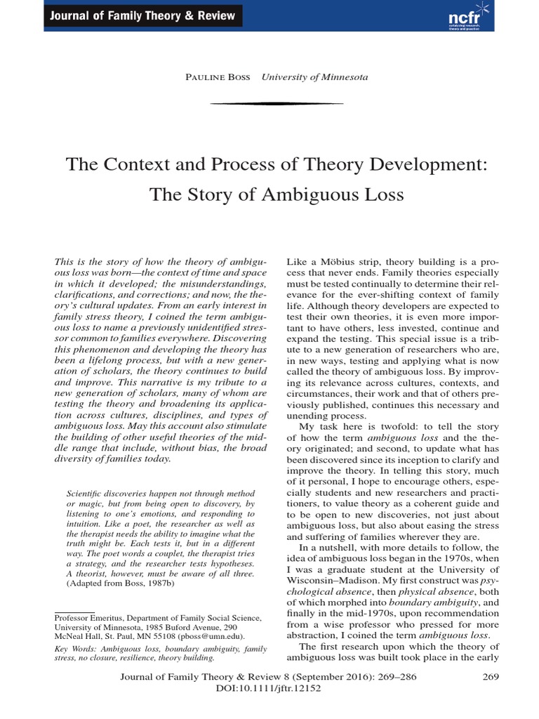 Boss-2016-Journal of Family Theory & Review | PDF | Grief ...