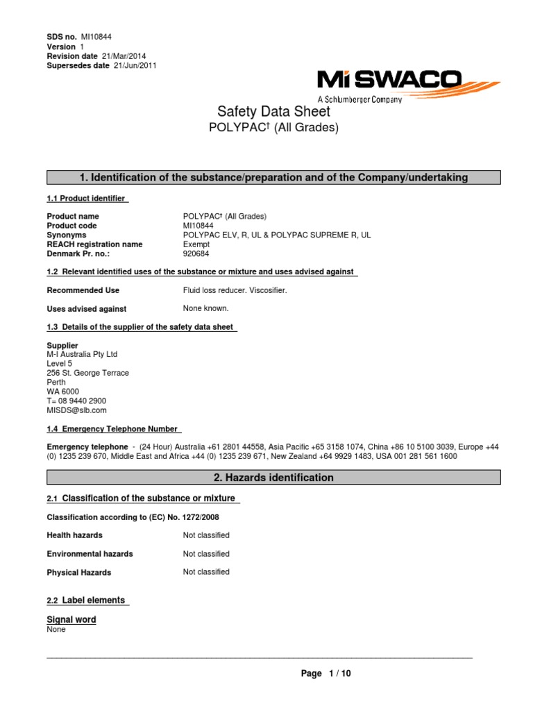 Polypac (All Grades) Sds | PDF | Dangerous Goods | Personal Protective ...