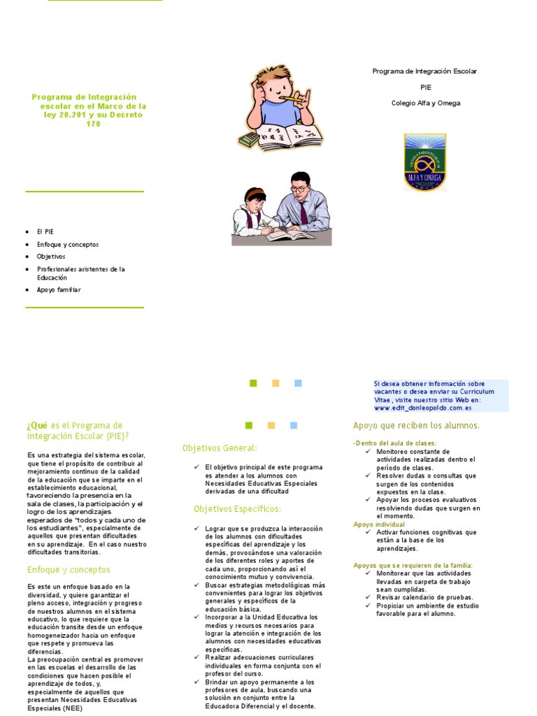 Triptico PIE 2 | PDF | Aprendizaje | Plan de estudios