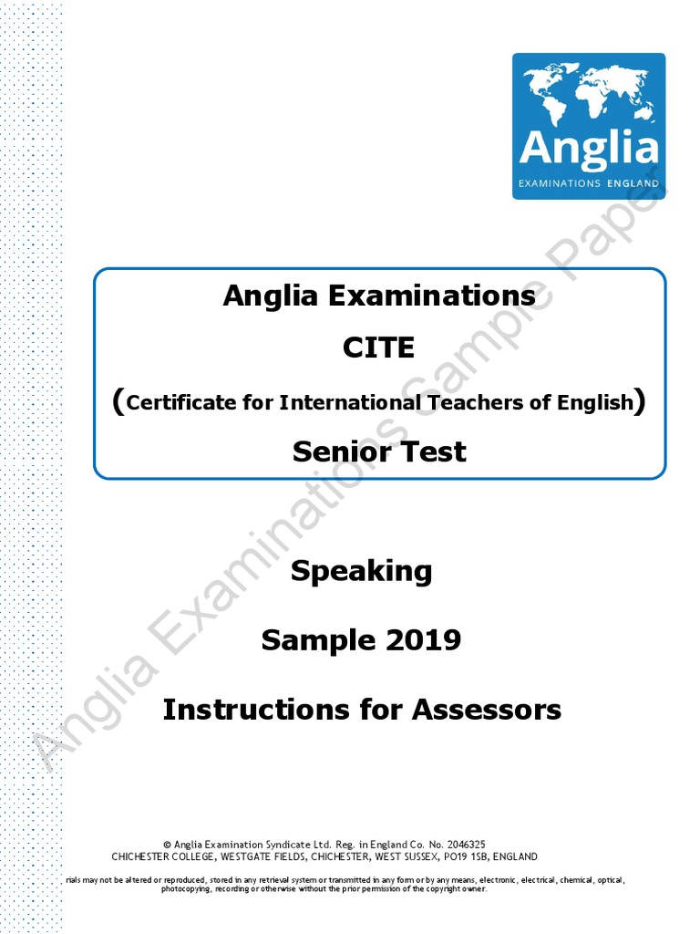 Sample Paper: Anglia Examinations Cite Senior Test | PDF | Learning ...