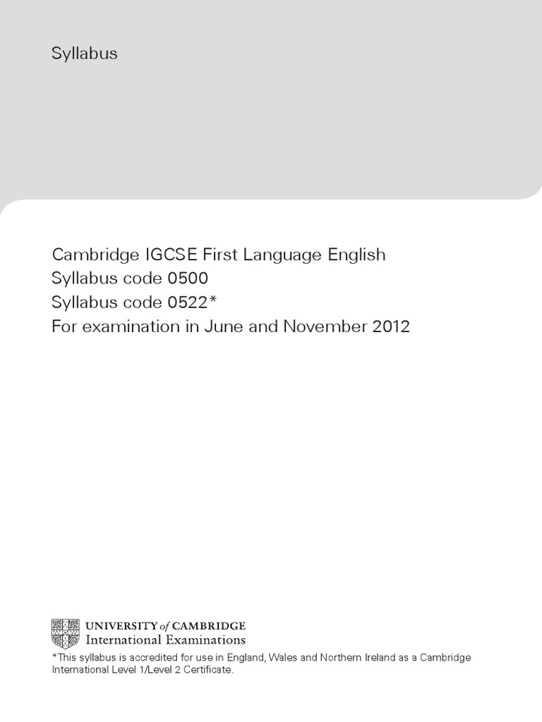 IGCSE First Language English 0500 | PDF | Test (Assessment) | Cognition