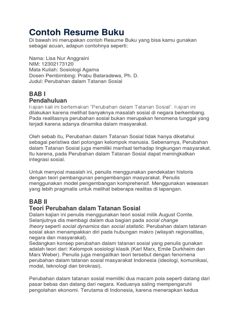 Contoh Resume Buku | PDF