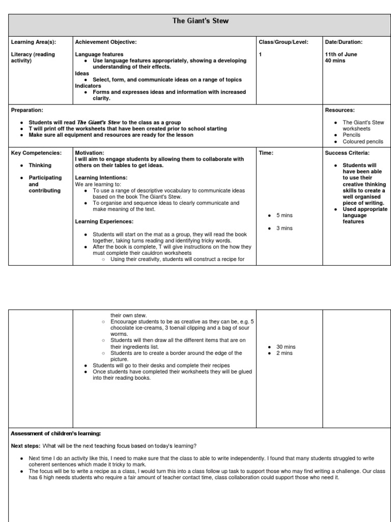 The Giant's Stew | PDF | Learning | Creativity