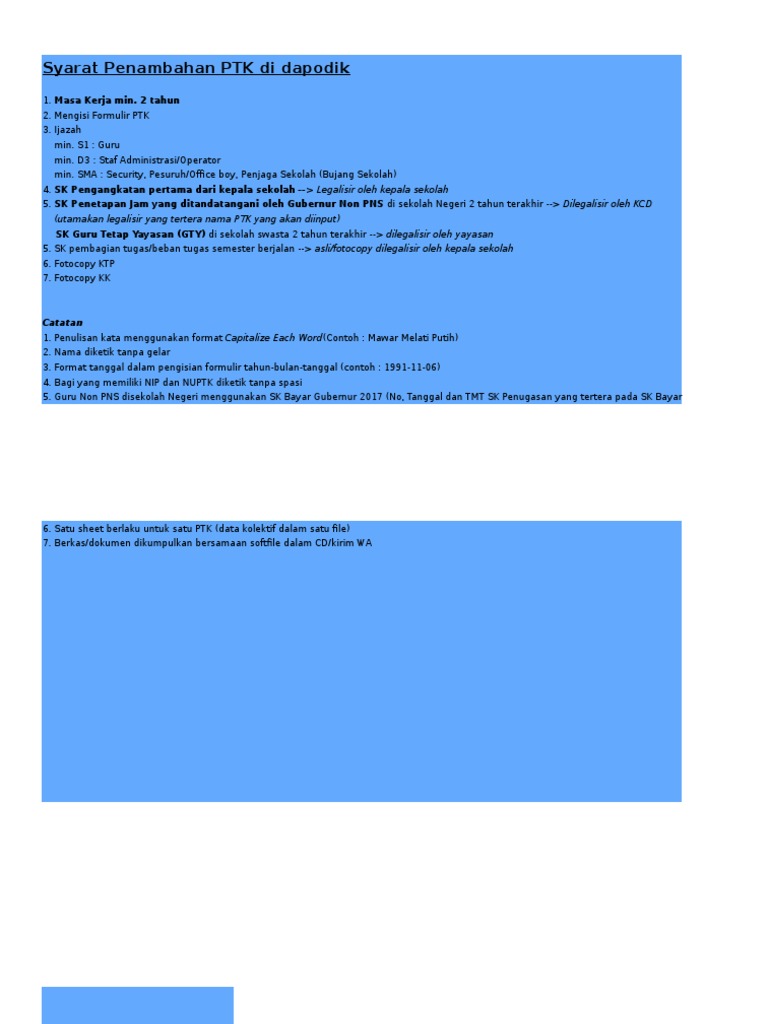 Formulir Input PTK Baru | PDF