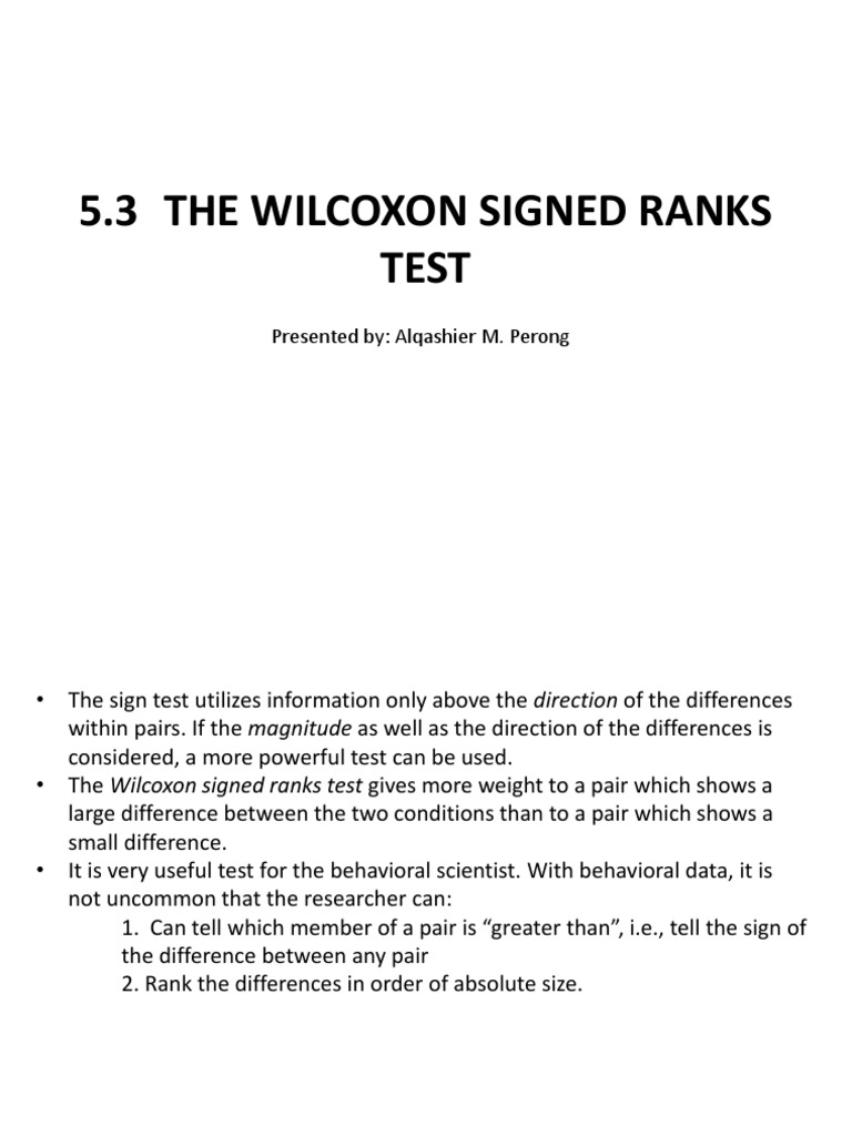 Wilcoxon | PDF | Statistical Hypothesis Testing | Type I And Type Ii Errors