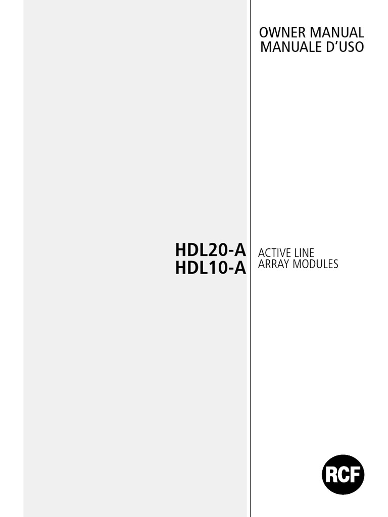 HDL20-A HDL10-A: Owner Manual Manuale D'Uso | PDF | Strength Of ...