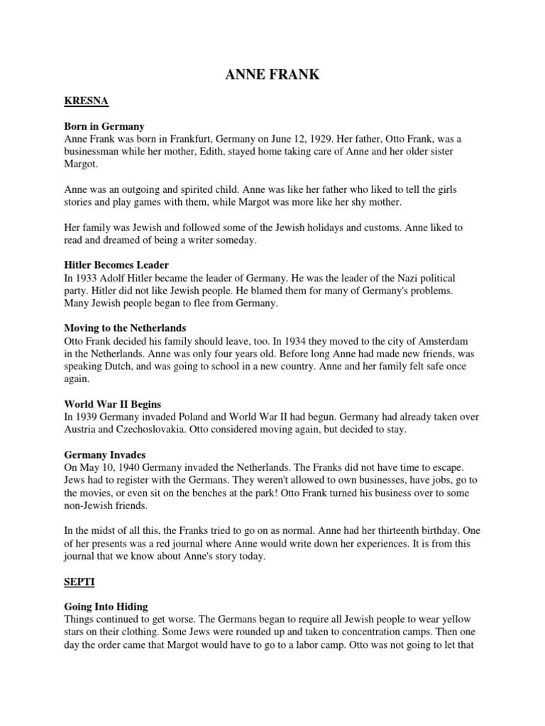 Anne Frank: The Story of a Young Girl's Life in Hiding During World War ...