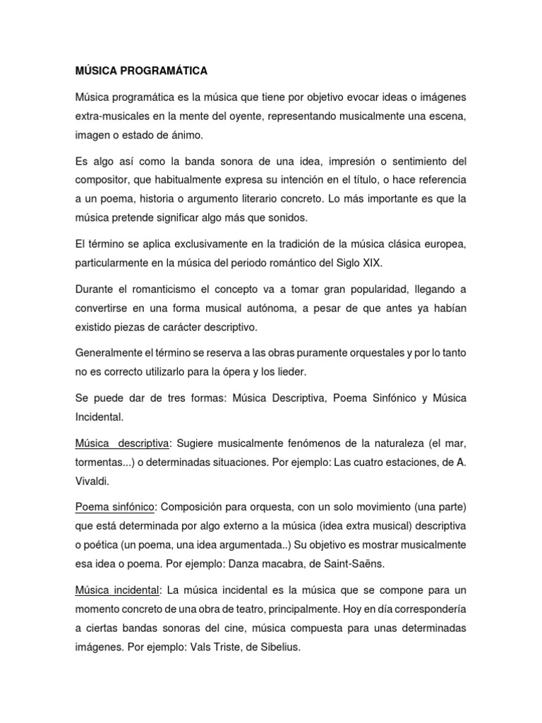 Música Programática: Definición y Ejemplos | PDF | Música clásica | Las ...