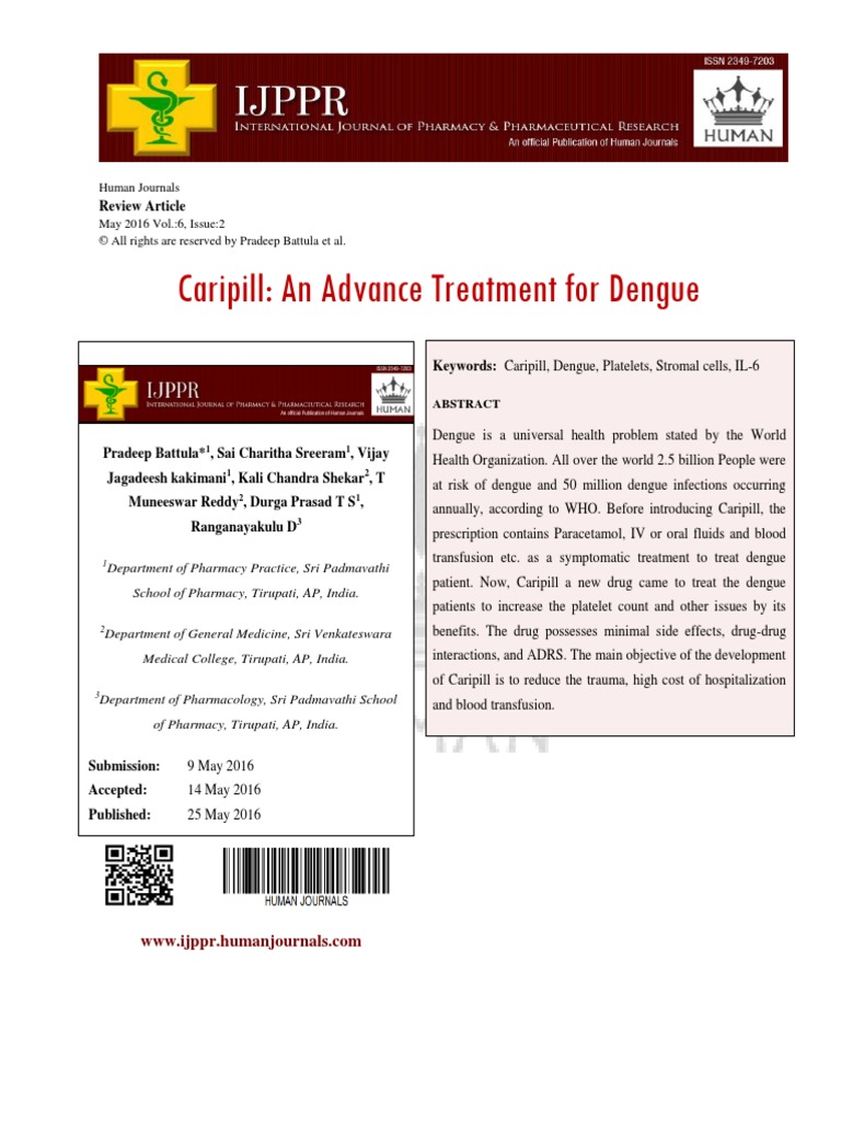 Caripill: An Advance Treatment For Dengue: Review Article | PDF ...