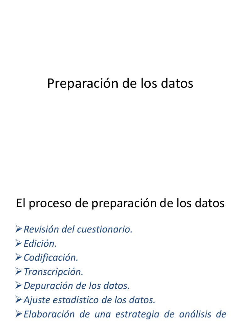 5 - Preparación de Los Datos X | PDF | Cuestionario | Estadísticas