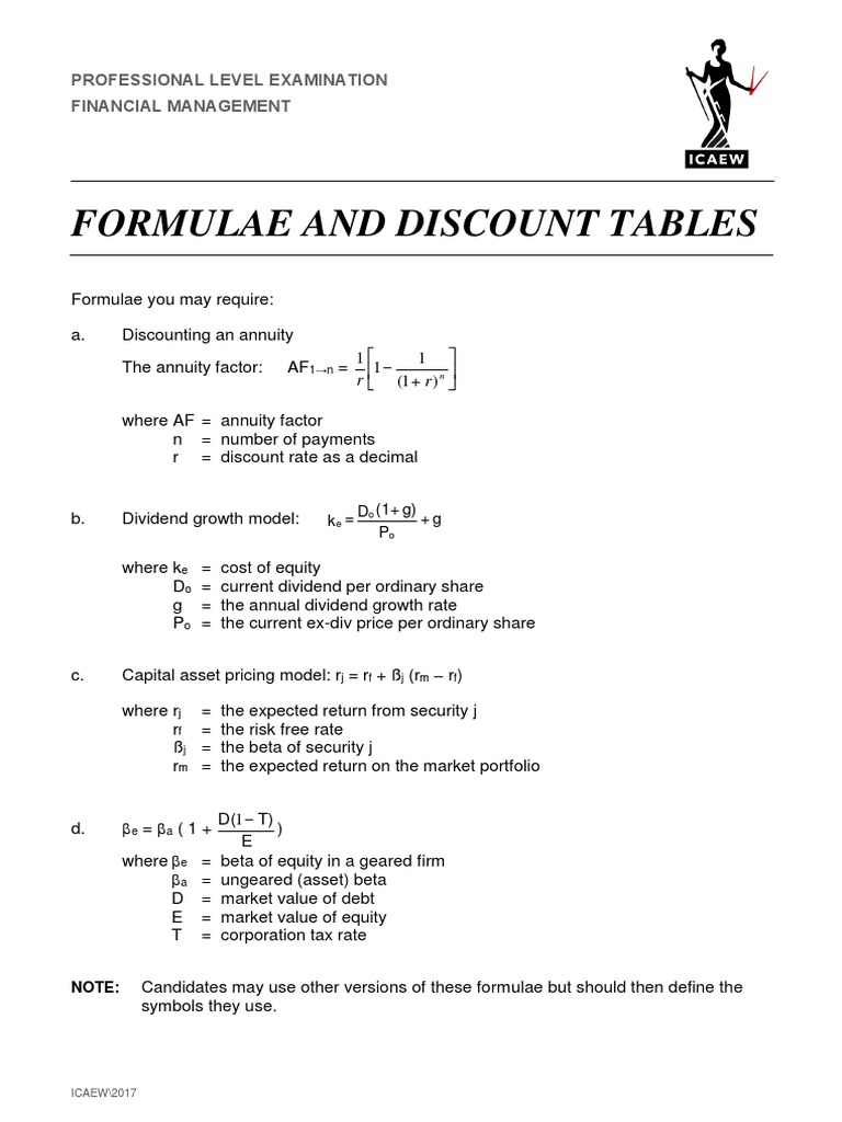 Financial Management Formulae Guide | PDF | Discounting | Beta (Finance)