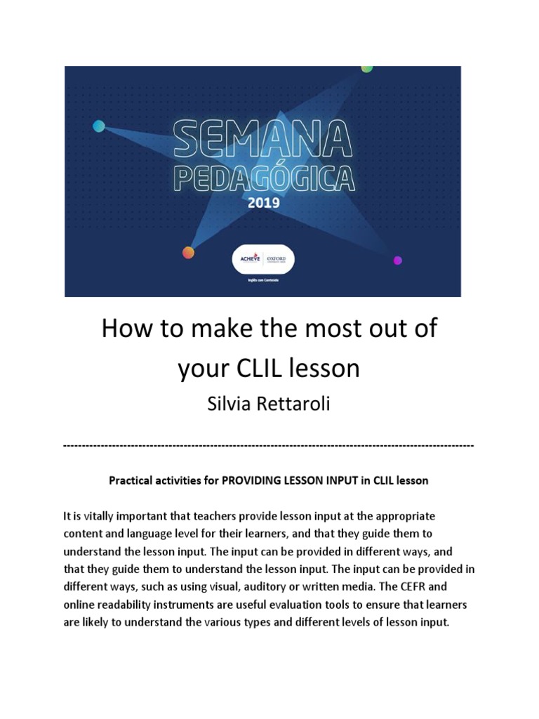 CLIL Lesson Input Strategies | PDF | Pedagogy | Learning