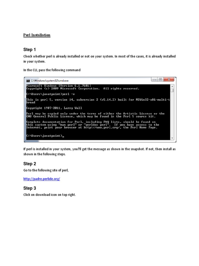 Step 1 Perl Installation Pdf