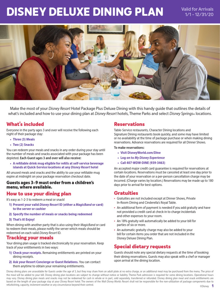 WDW 2020 DiningPlan Deluxe | PDF | Menu | Meal