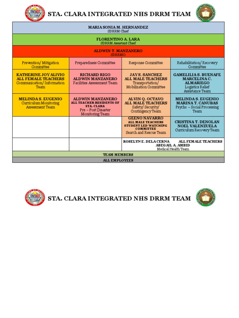 SDRRM Team | PDF | National Security | Risk Management