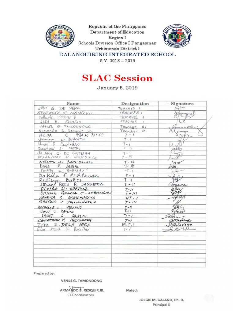 Slac Attendance | PDF