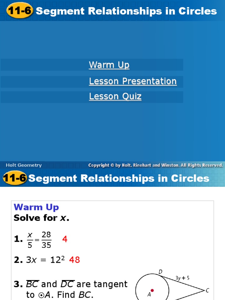 Warm Up Lesson Presentation Lesson Quiz: Holt Geometry Holt Geometry ...