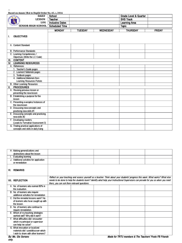 Daily Lesson Log for Senior High School | PDF | Teachers | Change