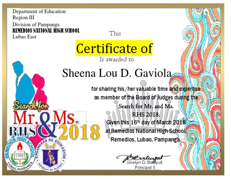 Certificate of Appreciation: Sheena Lou D. Gaviola | PDF