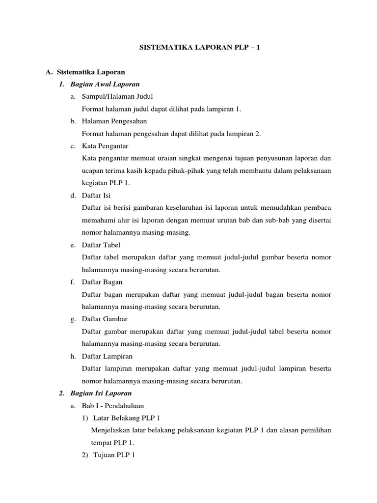 Panduan Laporan PLP 1 | PDF