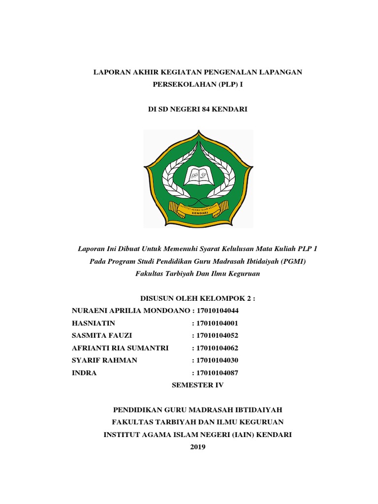 Laporan PLP 1 Kel.2 SDN 84 Kdi | PDF