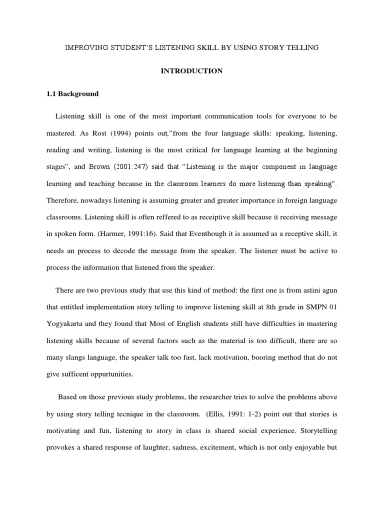 Improving Students Listening Skill Pdf Storytelling Vocabulary
