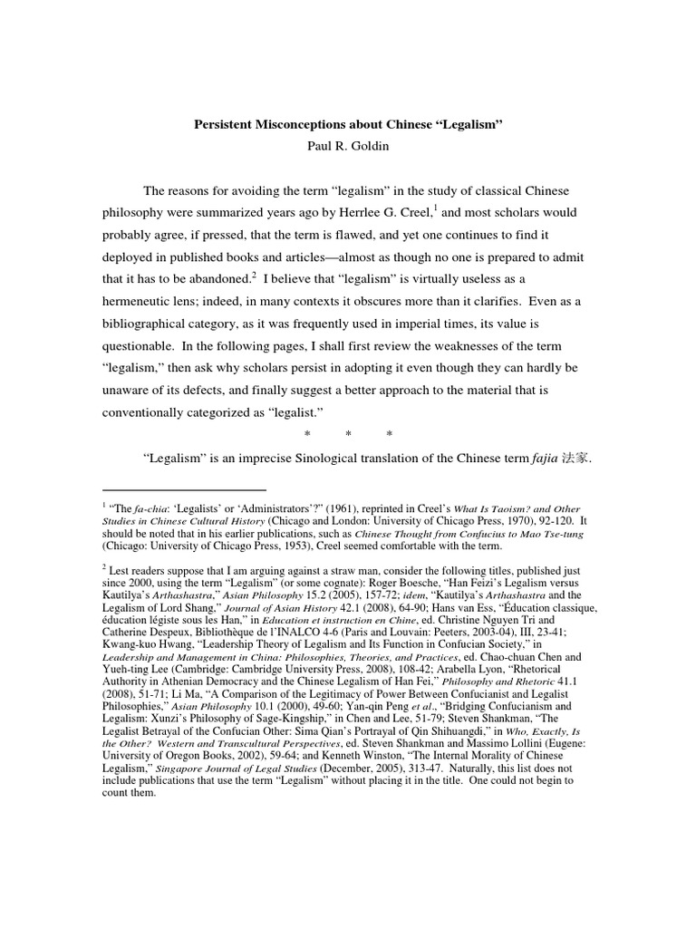 Persistent Misconceptions About Chinese Legalism 2016 | PDF | Chinese ...
