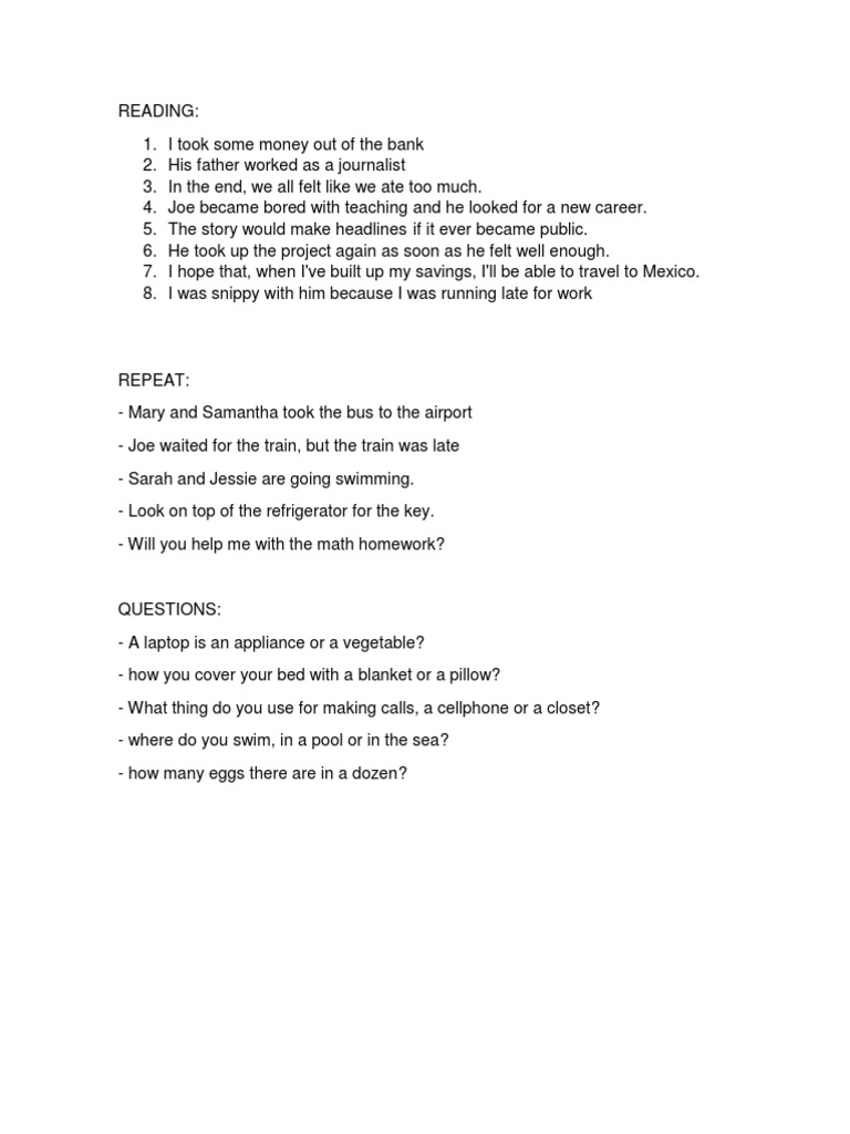 Versant Test: Questions & Story Retelling | PDF