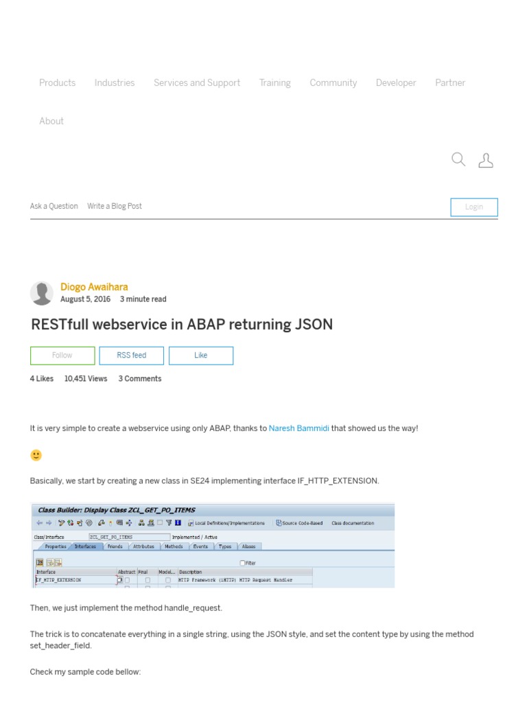 IMP - RESTfull Webservice in ABAP Returning JSON - SAP Blogs | PDF | Json | Data Type