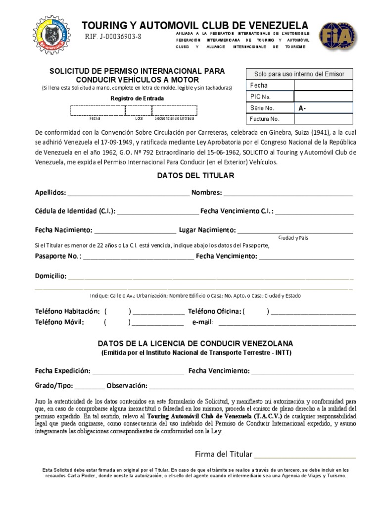 Touring Y Automovil Club de Venezuela: RIF. J-00036903-8 | PDF