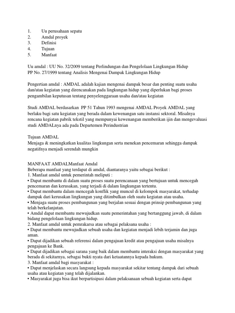 Amdal Perusahaan Sepatu | PDF