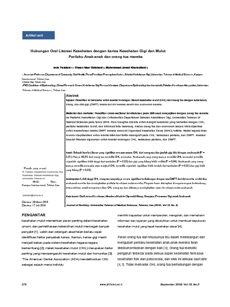 CRITICAL Relationship Oral Health Literacy With Dental Caries and Oral Health - En.id | PDF
