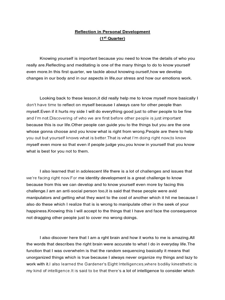Reflection in Personal Development | PDF | Adolescence | Thought