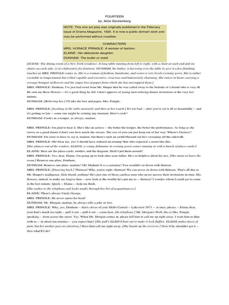 FOURTEEN by Alice Gerstenberg | PDF