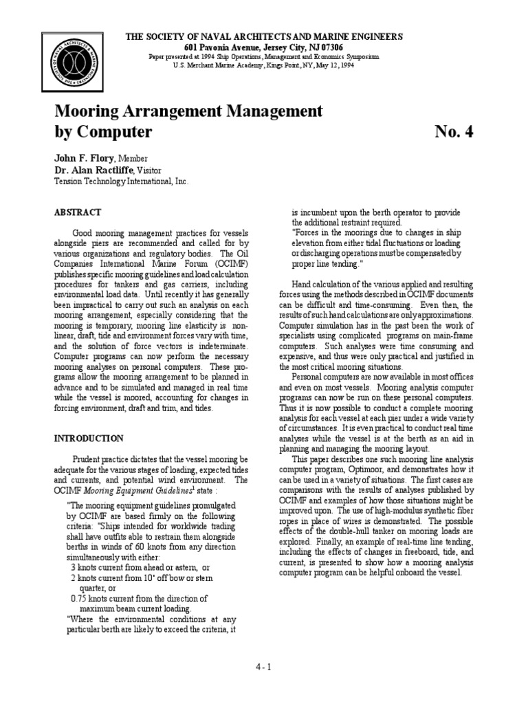Computerized Mooring Management Solutions | PDF | Rope | Ships