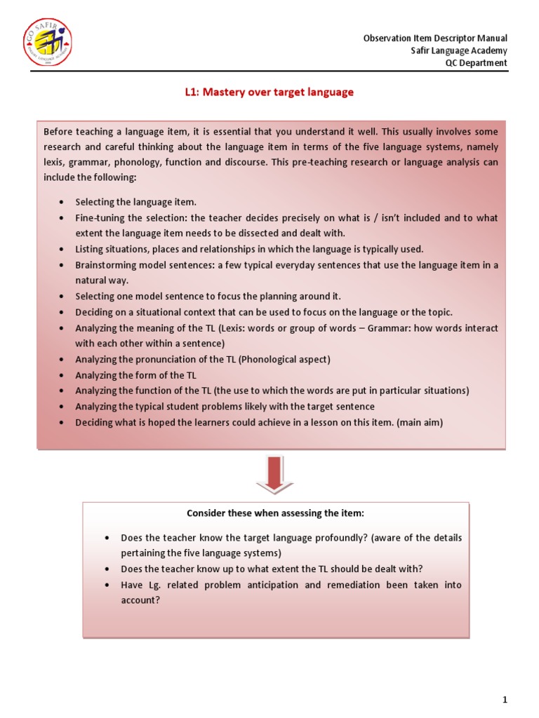 Language Item Descriptor Guidelines | PDF | Second Language | Learning