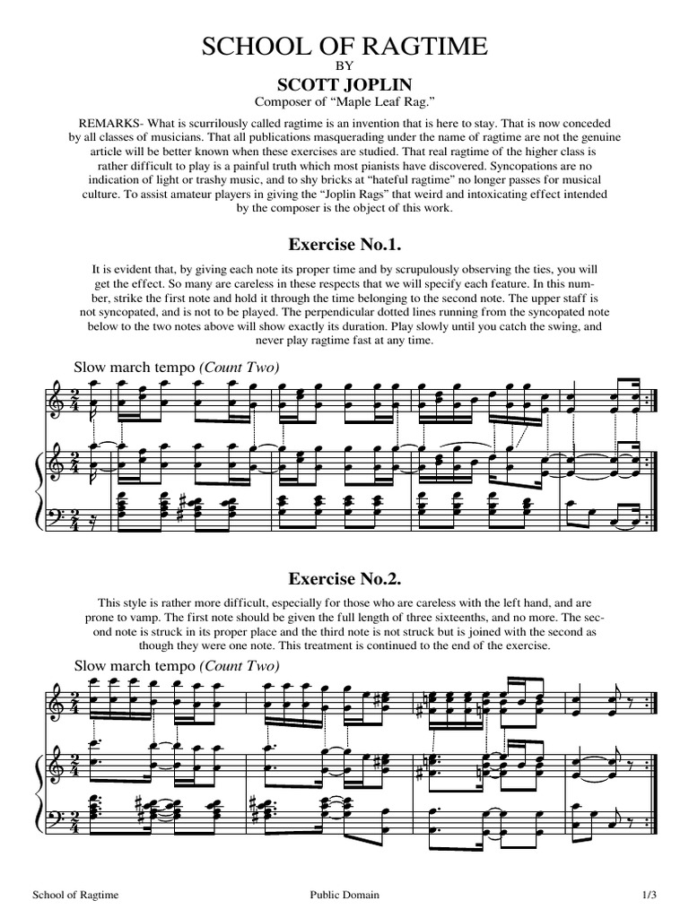 School of Ragtime - Scott Joplin - 1908 | PDF | Ragtime | Music Theory