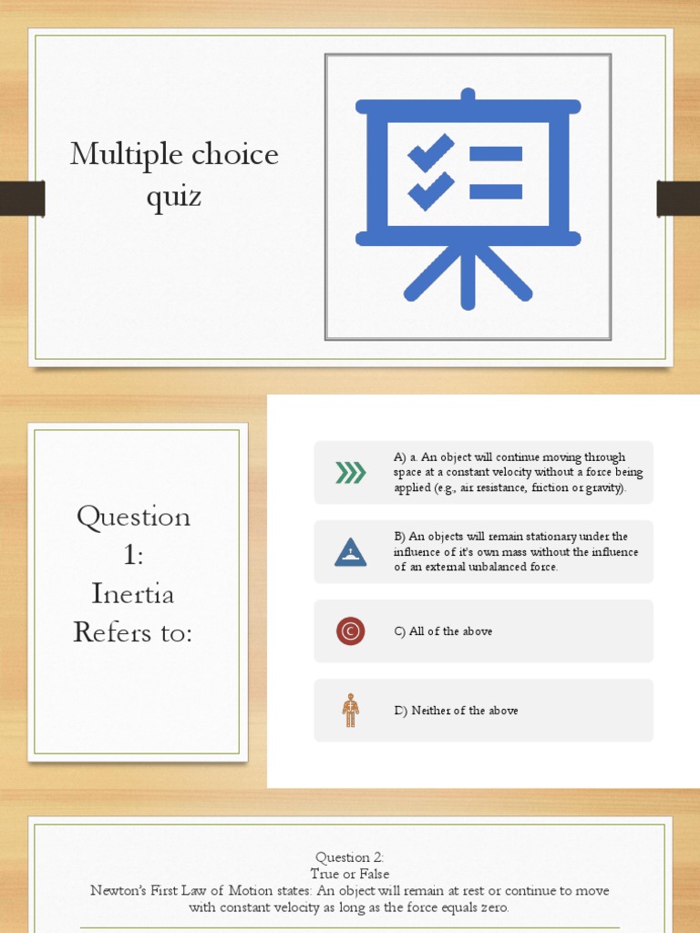 Newtons Laws Multiple Choice Quiz