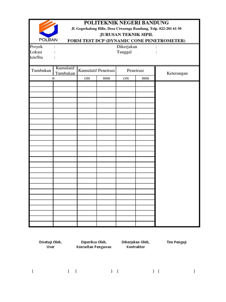 Formulir Uji DCP Teknik Sipil | PDF