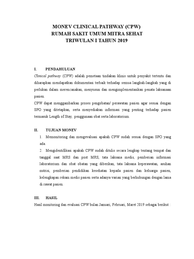 Laporan Clinical Pathway | PDF